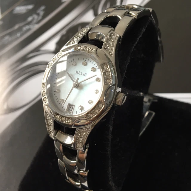 LADIES RELIC CHARLOTTE Watch By Fossil Pearl Dial Steel Bracelet ...