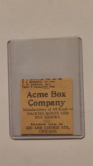 ACME BOX COMPANY Loomis Street 1919 Chicago Werbung EUR 16,14 - PicClick DE