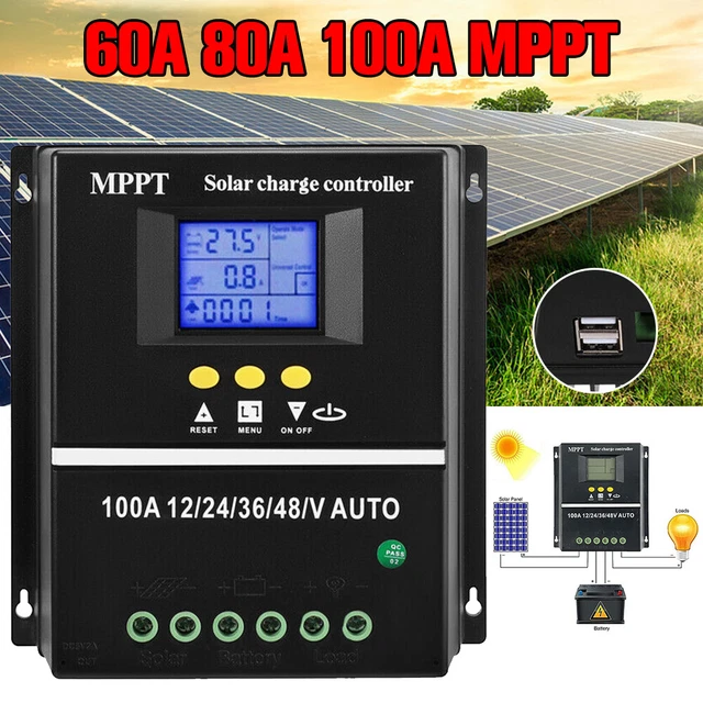 MPPT SOLAR LADEREGLER 100A 80A 60A Für 12V 24V 36V 48V Solar Panel Controller EUR 29,83 ...