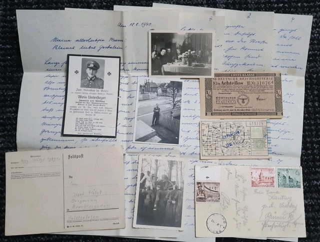 ORIGINAL GERMAN WW2 Letter Berchtesgaden+Death Card+photos,bank Note ...