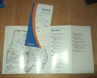 STAGECOACH WEST SWINDON Bus Network Map and Guide Feb 2018 mint ...