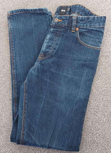 ASOS MEN'S DARK Indigo Straight Leg Button Up 5 Pockets Jeans Size W30 ...
