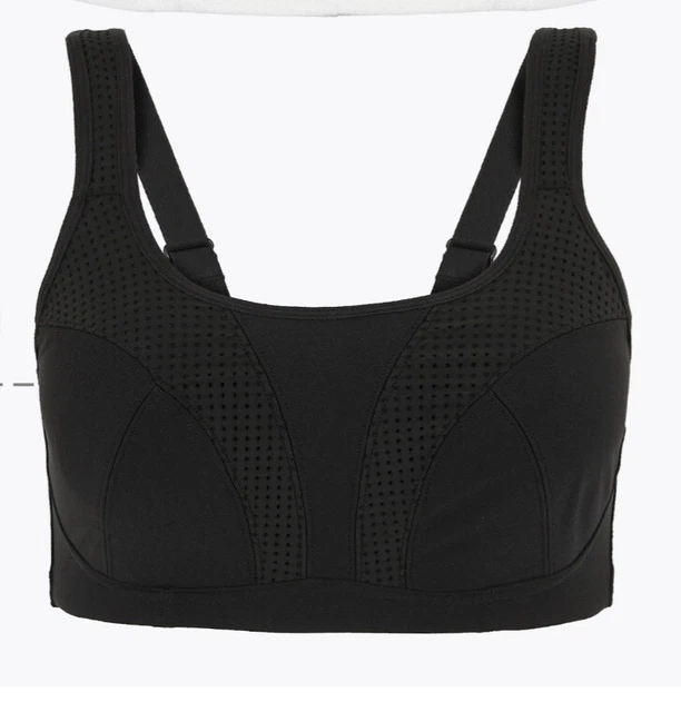 38F EX M&S NEW High Impact Sports Support Bra Breathable Black Non ...
