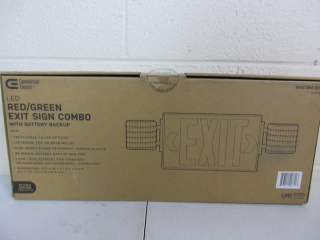 COMMERCIAL ELECTRIC COMBO 14-Watt Equivalent White Exit Sign ...