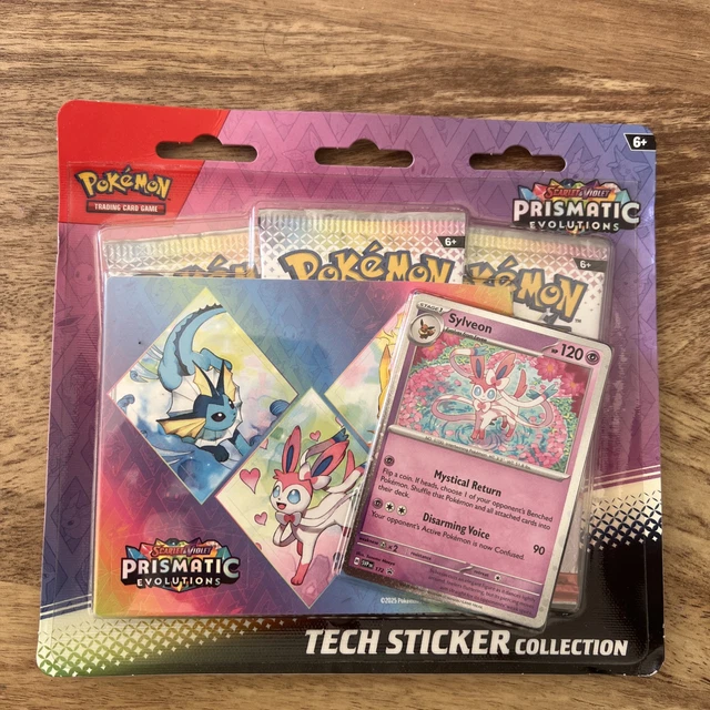 POKEMON PRISMATIC EVOLUTIONS Tech Sticker Collection Sylveon Pack ...