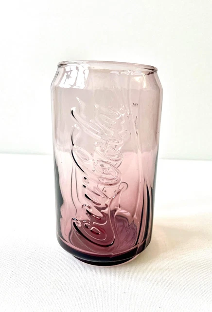 MCDONALD'S COKE CAN Drinking Glass Coca Cola Purple / Pink Excellent ...