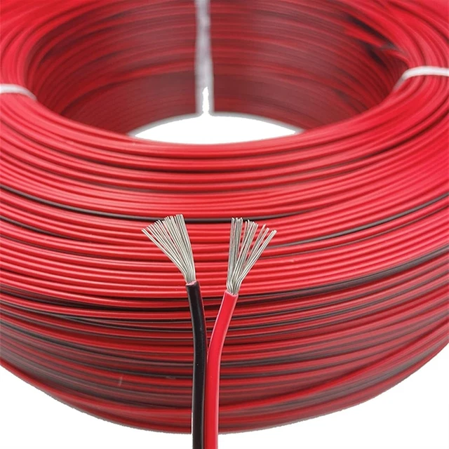 ROT/SCHWARZ 2-ADRIG AWG20 UL-2468 PVC FLACHBANDKABEL Elektro LED KABEL ...