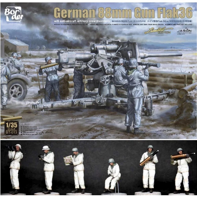 BORDER MODELS BT-013 German WWII 88mm Flak Gun 36 1:35 Figure Model Kit ...