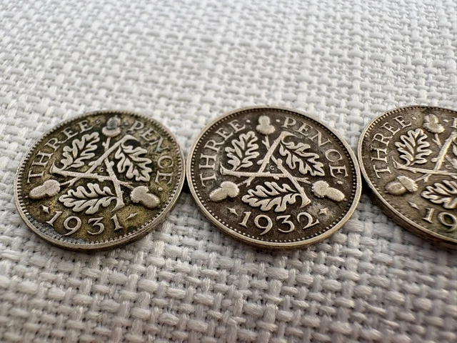SILVER THREEPENCE COINS King George V 1931-1935 (7) £21.50 - PicClick UK
