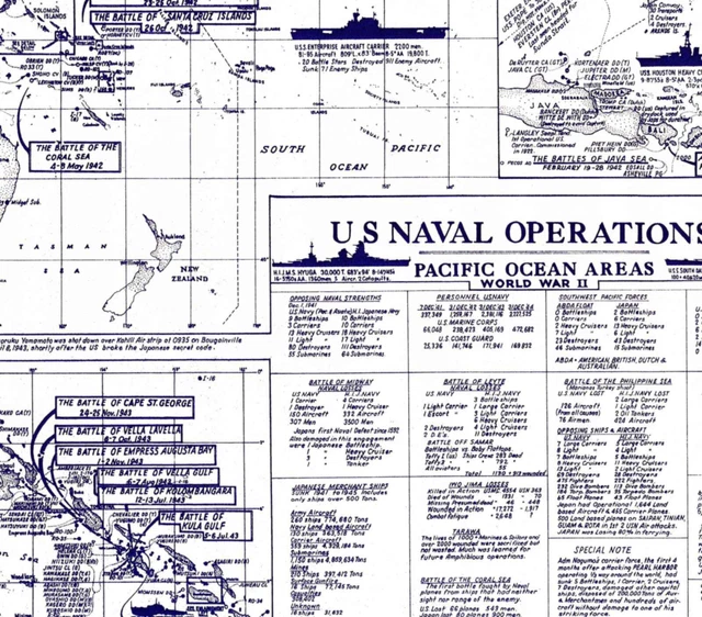 11&X12& INFOGRAPHIC MAP of the Pacific Theater Naval Battles During ...