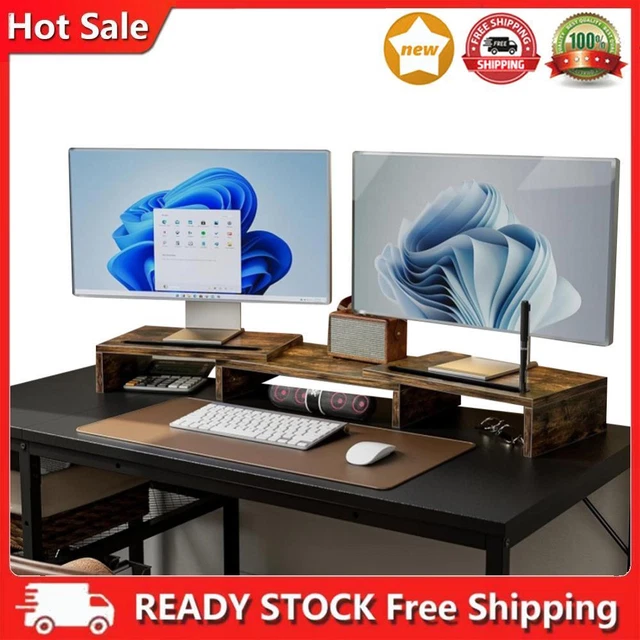DUAL MONITOR STAND Riser Adjustable Length & Swivel Angle for 2 ...
