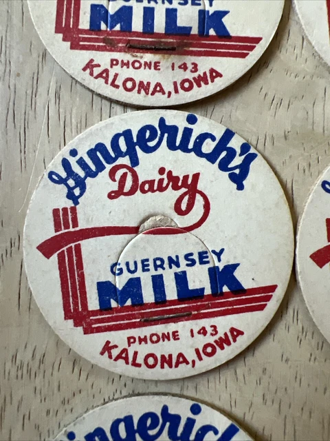 VINTAGE GINGERICH’S DAIRY Guernsey Milk Cap Kalona Iowa Lot Of 6 $25.22 ...