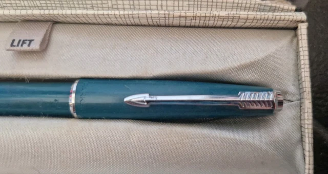 PARKER PEN TEAL and chrome ball point pen vintage boxed £10.80 ...