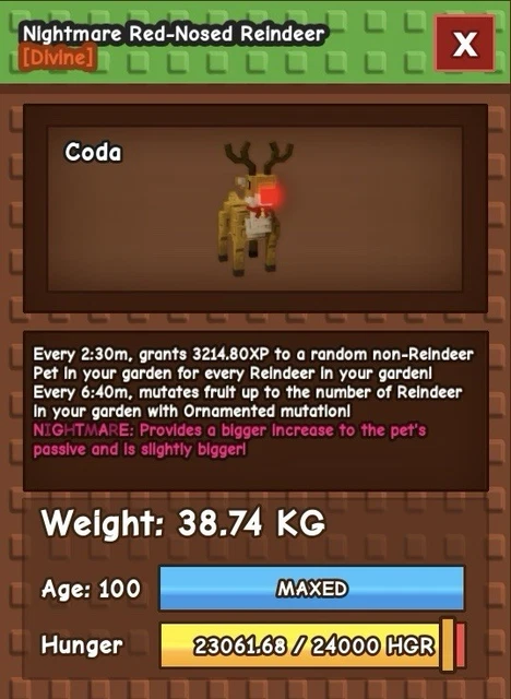 SEMI HUGE NIGHTMARE Red Nose Reindeer 🔥Roblox Grow A Garden Very Cheap ...