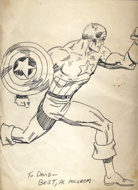 1980S AL MILGROM Original Art CAPTAIN AMERICA Action Pose Sketch SIGNED ...