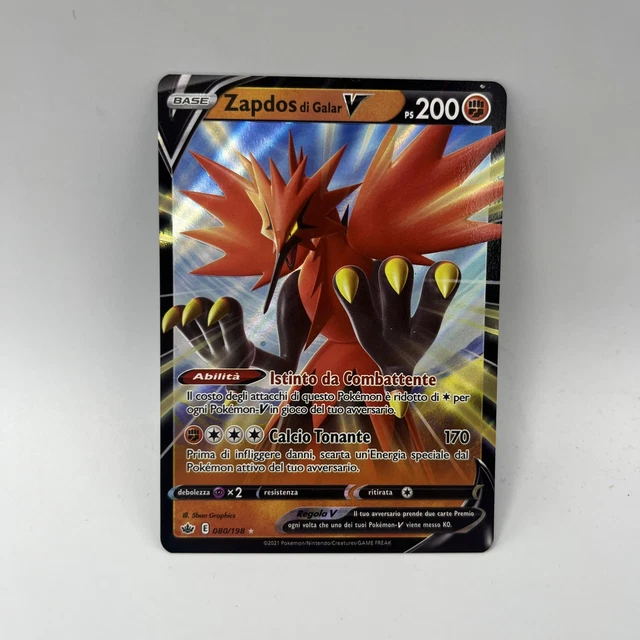 CARTE POKEMON ZAPDOS DE GALAR V (IT) | 080-198 Royaume Glaciaire EUR 4 ...