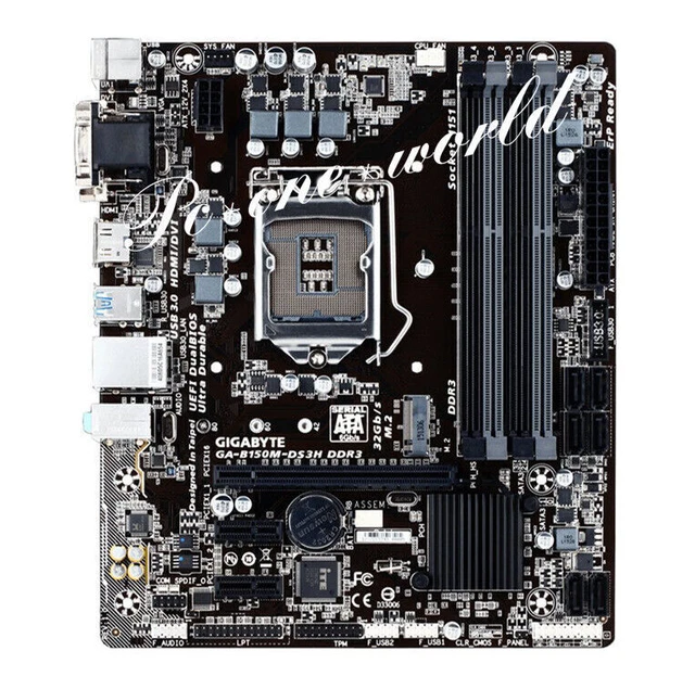 GIGABYTE GA-B150M-DS3H DDR3 DDR3 DIMM Intel B150 LGA 1151 Motherboard ...