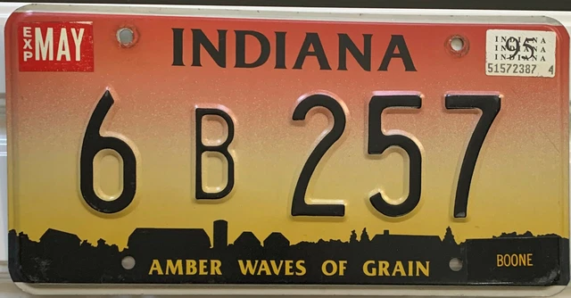 AUTHENTIC USA 1995 Indiana License Plate. Amber Waves Of Grain $13.00 ...