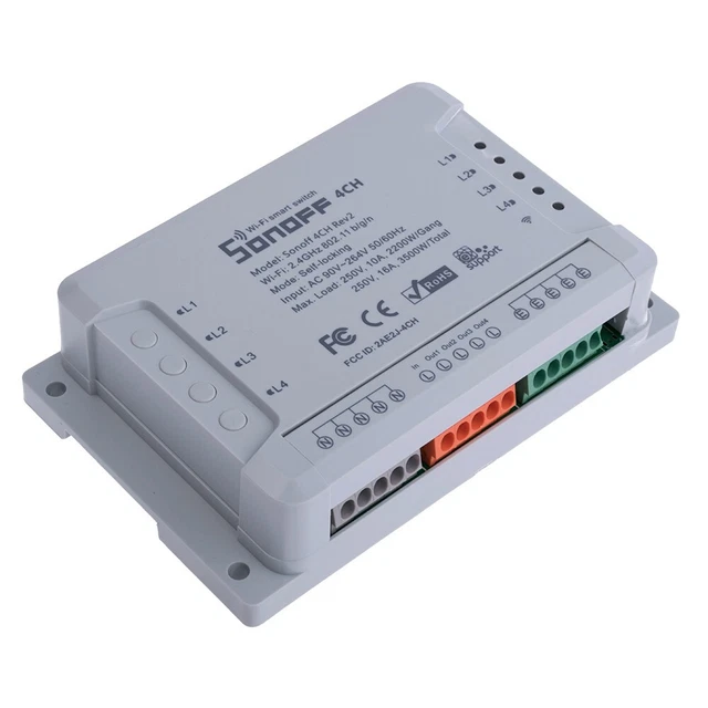 SMART 4-KANAL-SCHALTER SONOFF CH4 R2 Wifi Din Rail Mount Total 16A Ewelink £31.04 - PicClick UK