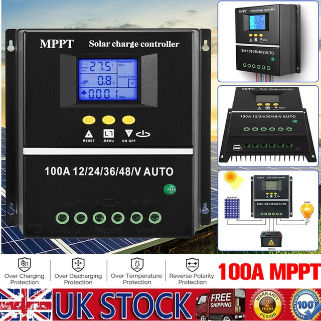 100A MPPT SOLAR Charge Controller 12V/24V/36V/48V Auto PV Solar Panel Charge £37.99 - PicClick UK