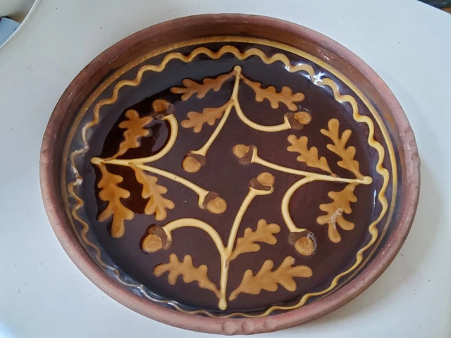 MILLHOUSE STUDIO POTTERY Alan Frewin Floral Slipware Serving Pie Dish ...