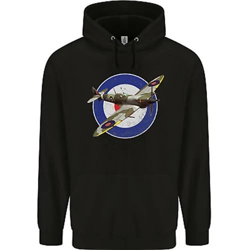 SPITFIRE MOD RAF WWII Fighter Plane British Mens 80% Cotton Hoodie £24. ...
