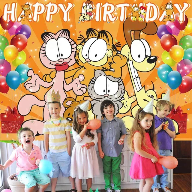 GARFIELD HAPPY BIRTHDAY Backdrop Banner Background Cartoon Party ...