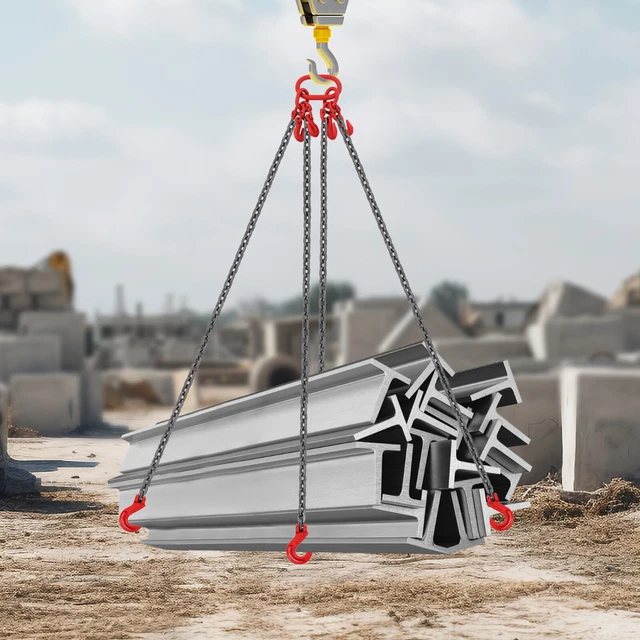 LIFTING CHAIN SLING 4leg x 8mm x 2.5mts SWL 5 tonne Sling W/ 8 Hooks ...