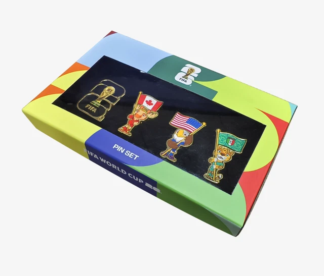 ⚽ OFFICIAL FIFA World Cup 2026 Pins Set – 4PCS (Gold logo, & Mascots ...