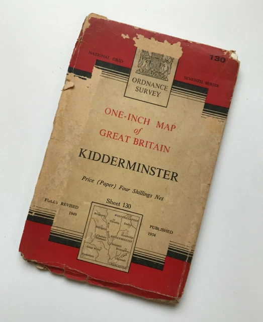 1950S ORDNANCE SURVEY PAPER Map Kidderminster 1" to mile **[21741] £4. ...