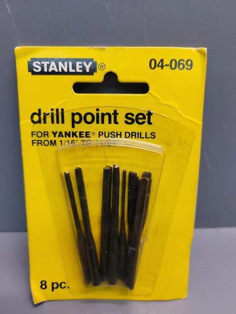 STANLEY 04-069 DRILL Point Push Drill Bit Set 8 bits New Old Stock ...