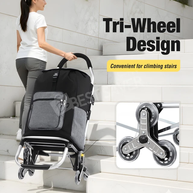SHOPPING CART FOLDING Trolley 45L Grocery Bag Stair Climbing Wheels ...