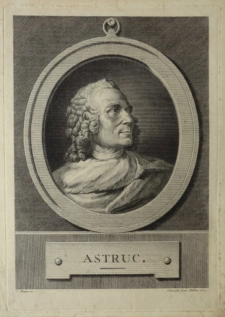 PORTRAIT DE JEAN ASTRUC par Louis HALBOU, Monnet, XVIIIe, médecin ...