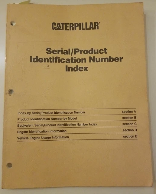 CAT CATERPILLAR SERIAL/PRODUCT Identification Number Index $51.36 ...