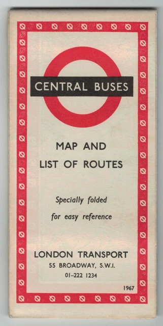 LONDON TRANSPORT CENTRAL Buses Map and List of Routes 1967 £6.00 ...