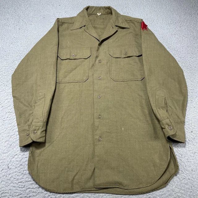 VINTAGE WWII US Army 6th Infantry Division OD Mens Shirt 19x31 Olive ...
