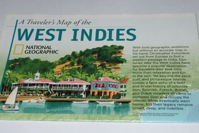 NATIONAL GEOGRAPHIC West Indies Map Guide Poster 2003 A Travelers Map £ ...