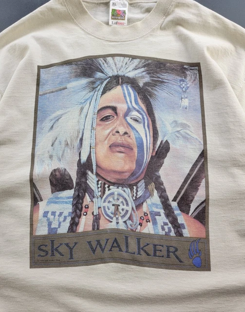 VINTAGE 1990S SKY Walker Mohawk Native American Heavyweight Cotton T ...