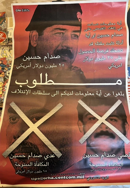 RARE - SADDAM Hussein Iraq War Wanted Poster £6.63 - PicClick UK