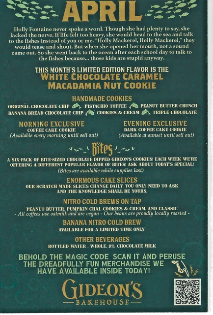 GIDEONS BAKEHOUSE - April 2024 - Holly Mackerel - Menu Card $12.56 ...