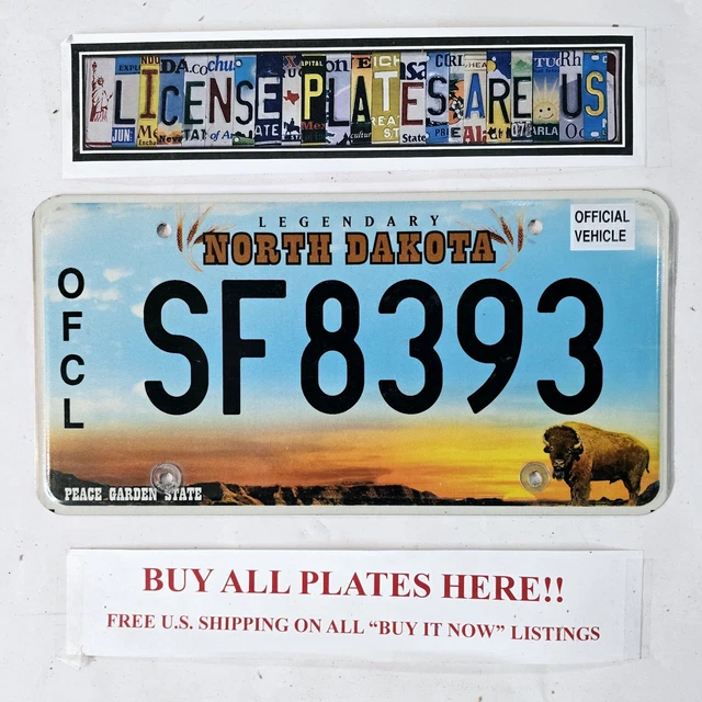 NORTH DAKOTA STATE Official License Plate 🔥Free 📬🔥 Sf8393 ~ Buffalo ...