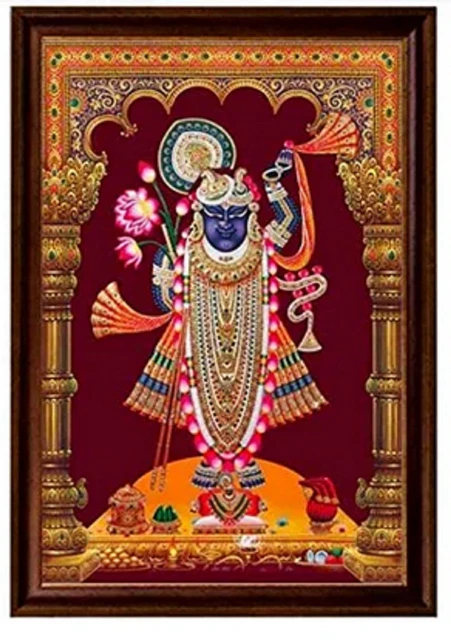 INDIAN TRADITIONAL WOODEN Shrinath Ji Photo Frame For Home Decor EUR 18 ...