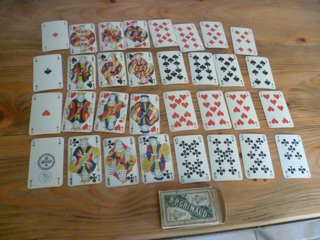 ANCIEN JEU DE 32 cartes gibbs bp grimaud collection piquet EUR 10,00 ...