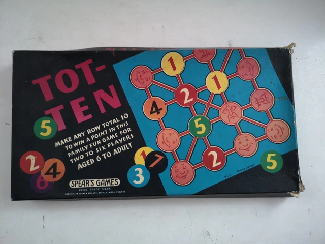 VINTAGE TOT-TEN BOARD Game Spear's Games 1970 £5.00 - PicClick UK