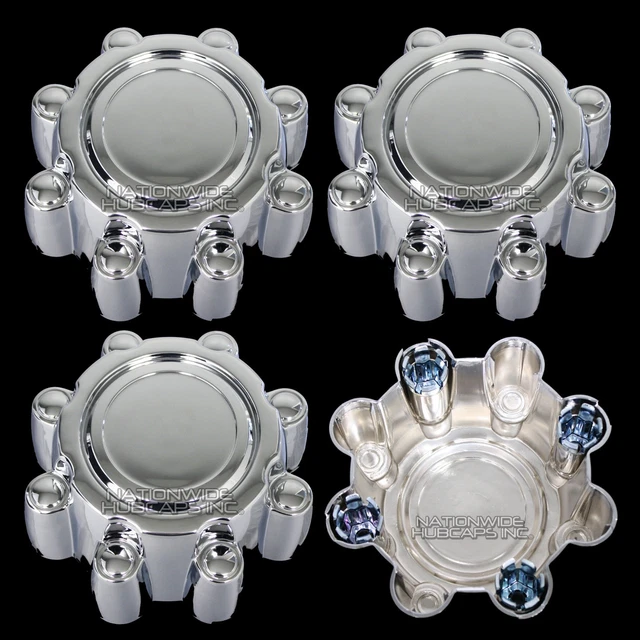 4 CHROME FORD F250 F350 SD Excursion 8 Lug Wheel Center Hub Caps Rim ...