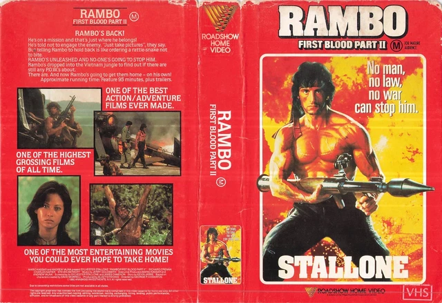 RAMBO: FIRST BLOOD PART II - RARE Australian Roadshow Video - 1985 VHS ...