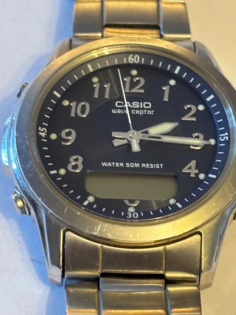 CASIO WAVE CEPTOR - Large silver gents watch - Untested £35.00 ...