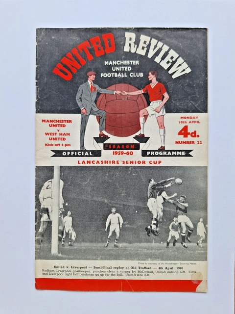 MANCHESTER UNITED V West Ham United Season 1959-60 Football Programme £ ...