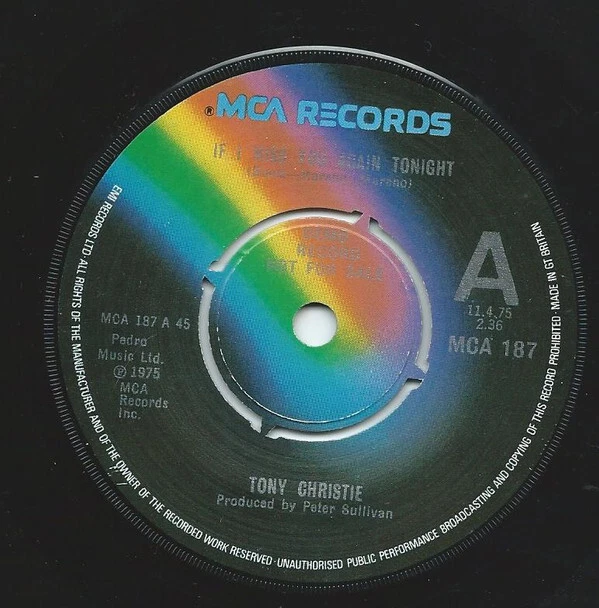 TONY CHRISTIE - If I Miss You Again Tonight - Used Vinyl Record 7 ...
