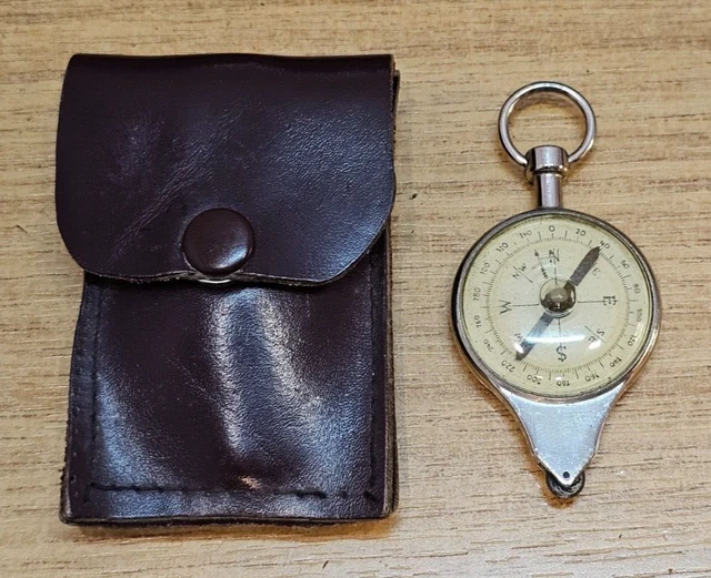 VINTAGE GERMAN COMPASS & Map Reader CM to KM Inches to Miles with ...